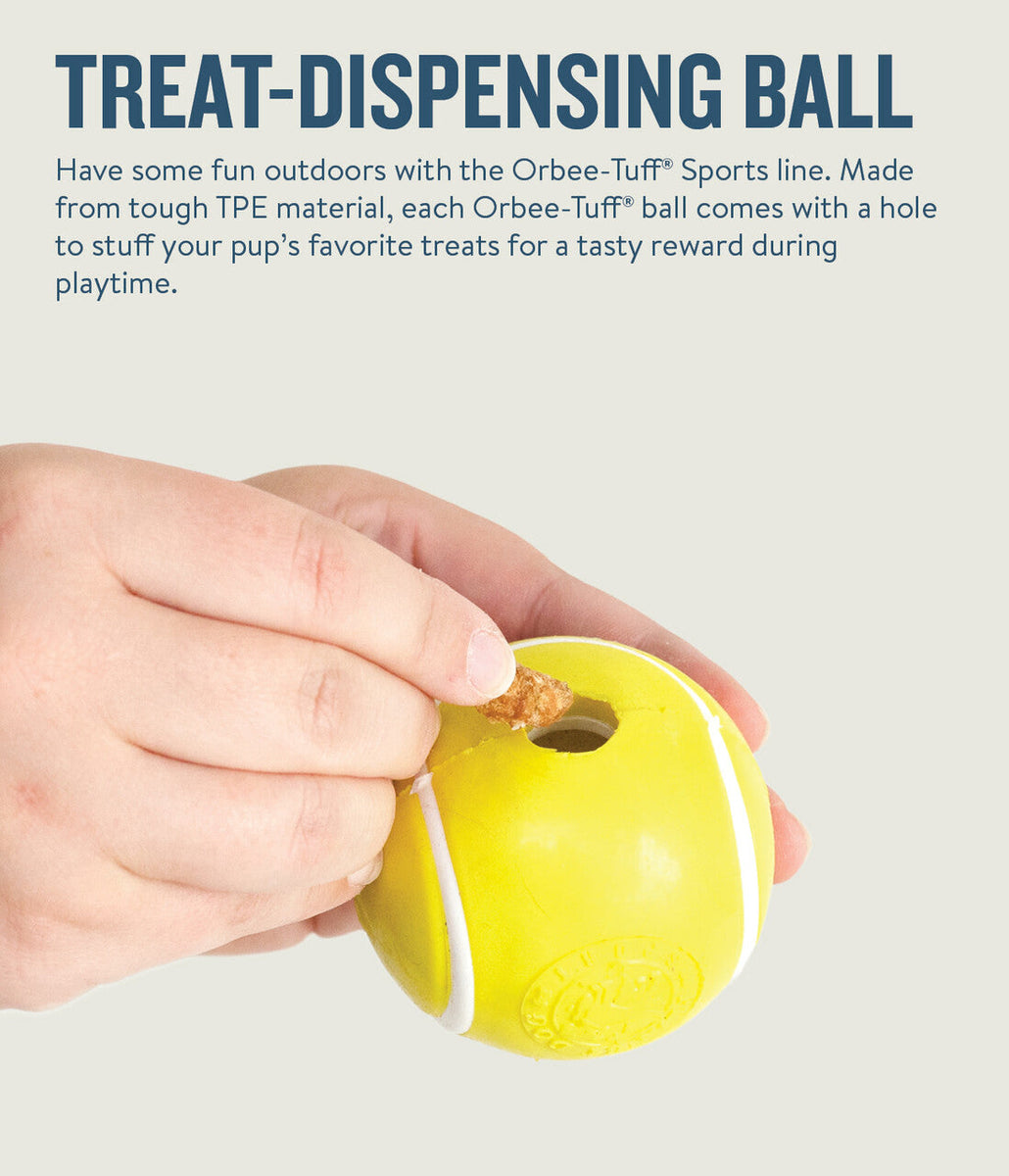 Orbee-Tuff Tennis Ball Treat-Dispensing Dog Chew Toy, Yellow - Detroit ...